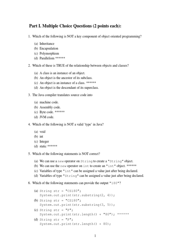 Java Practise Questions Pdf 