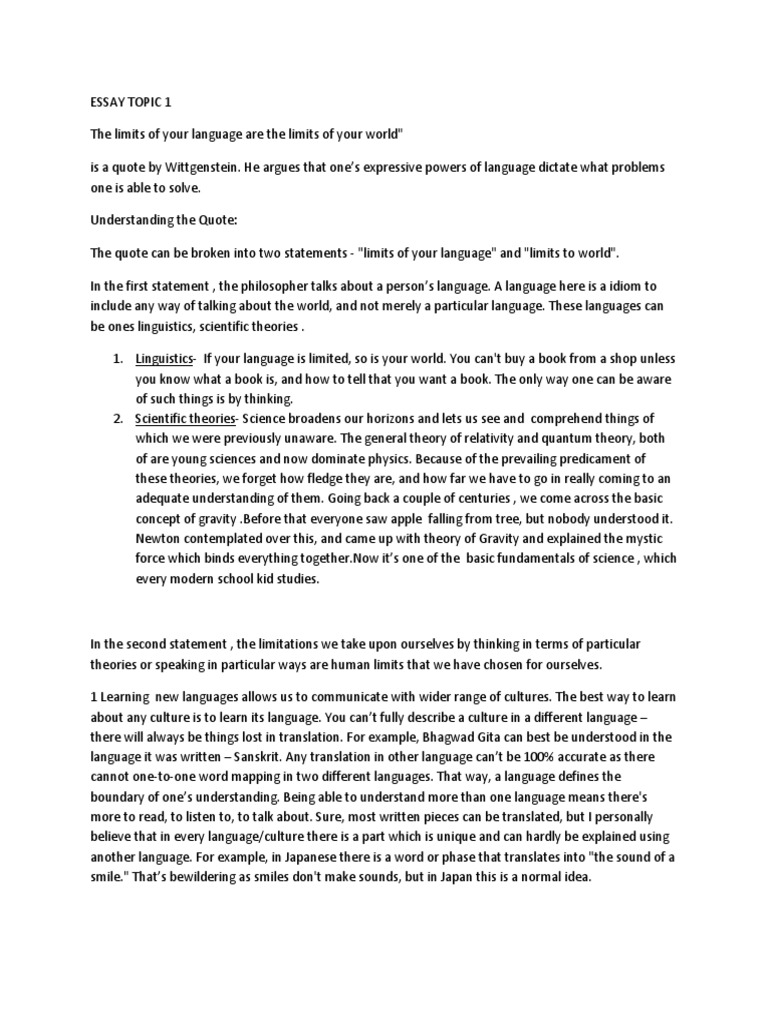 The Limits of Your Language Are The Limits of Your World | PDF | Theory ...