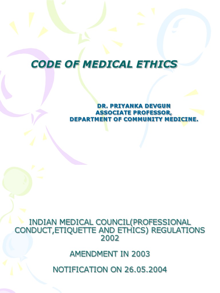 Code of Medical Ethics | PDF | Medical Ethics | Physician