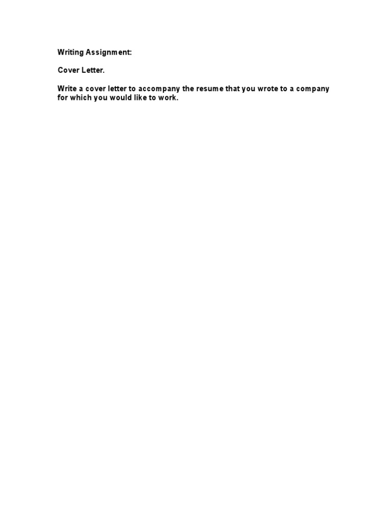 Writing Assignment - Cover Letter | PDF