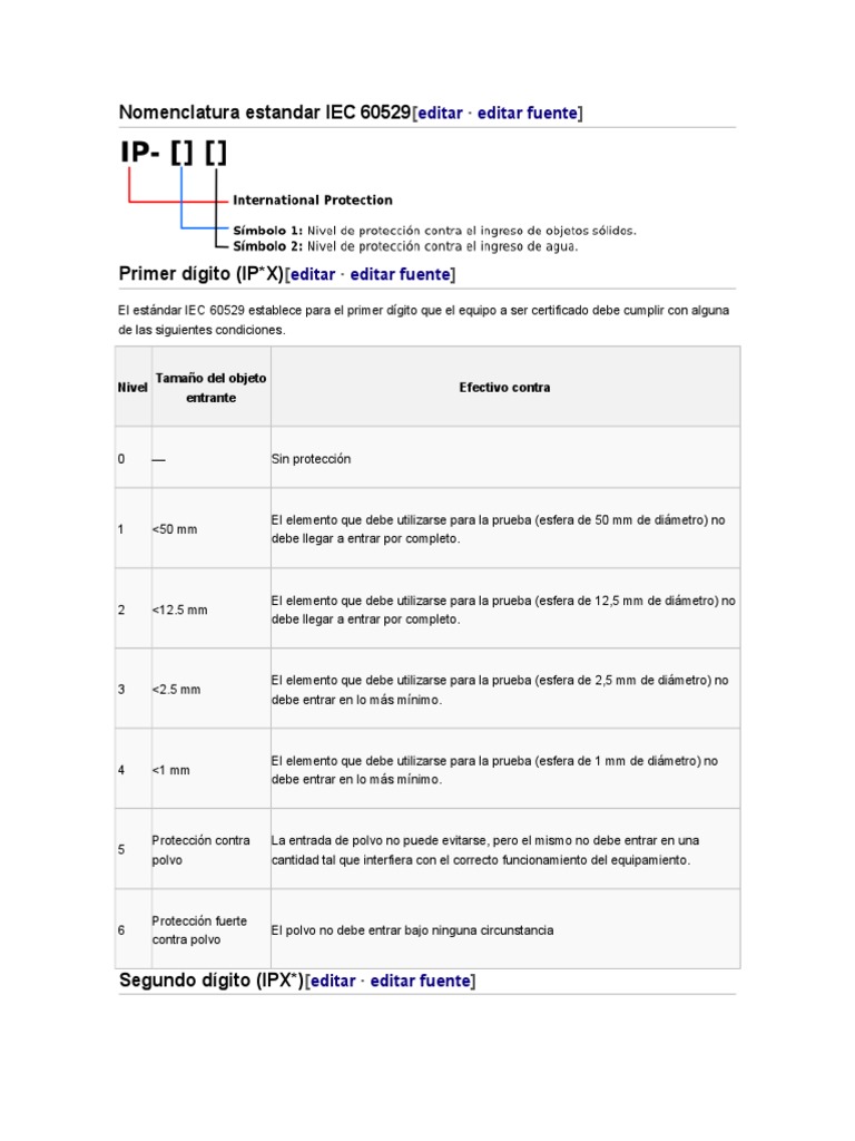 Guía de Protección IP IEC 60529 | PDF | Science | Ingeniería