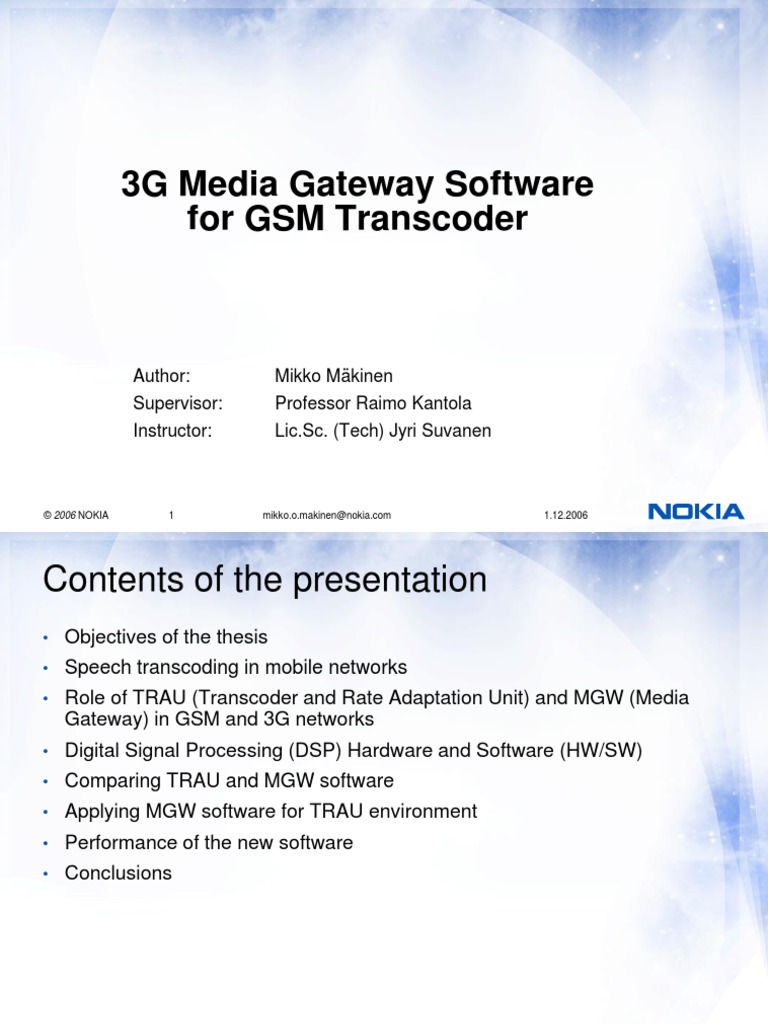 3G Media Gateway Software For GSM Transcoder | PDF | Networks ...