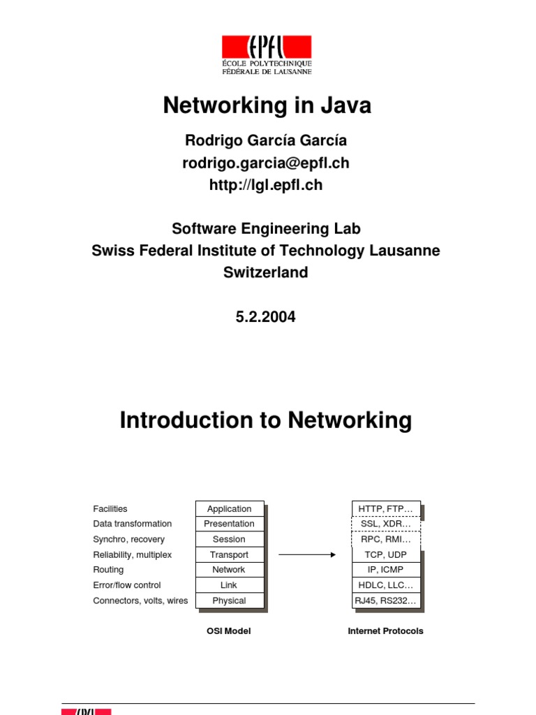 Networking in Java: Rodrigo García García Rodrigo - Garcia@epfl - CH ...