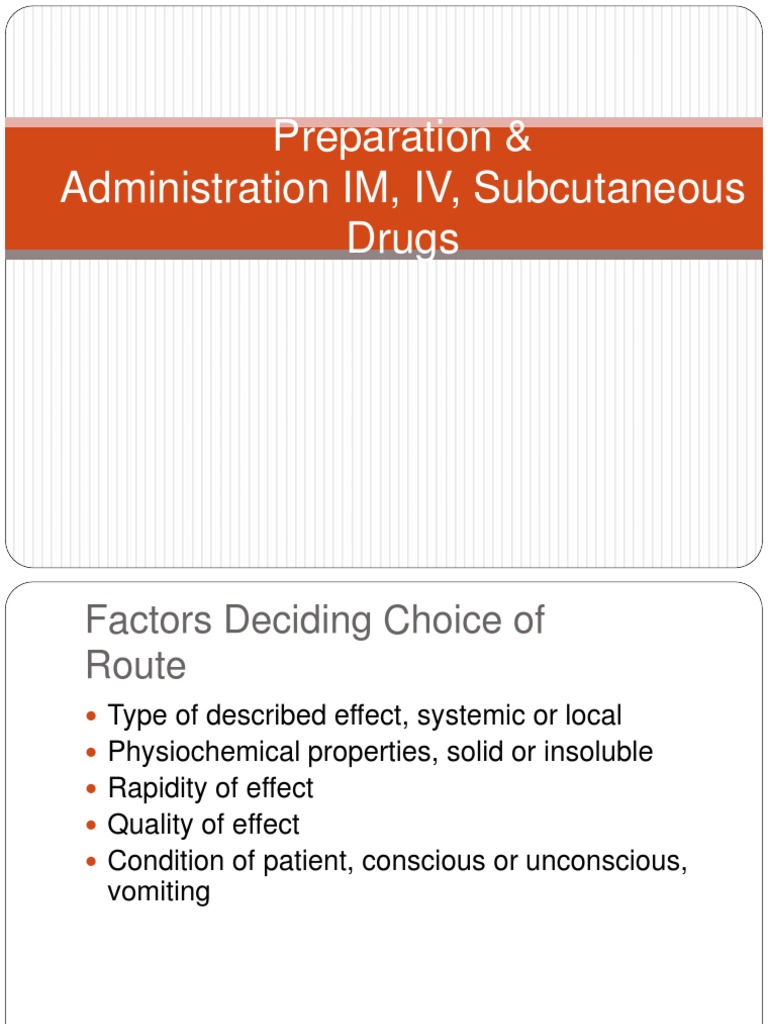 Preparation & IM IV | PDF | Injection (Medicine) | Intravenous Therapy