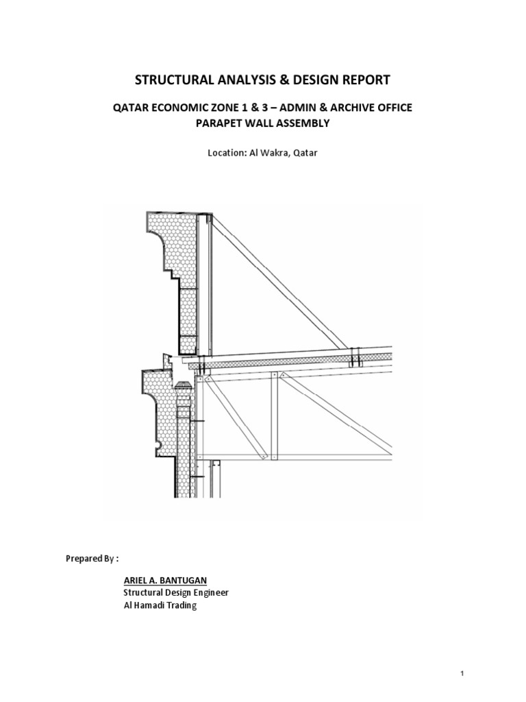 Structural Analysis & Design Report-Parapet | PDF | Structural Analysis | Pascal (Unit)