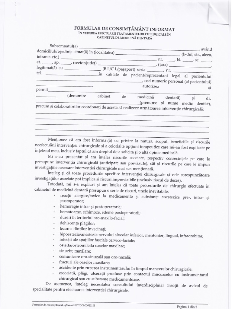 Formula de Consimtamant Informat | PDF