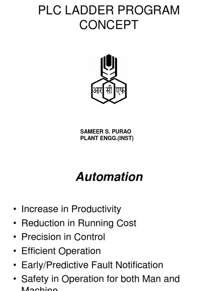 PLC Ladder Program Concept: Sameer S. Purao Plant Engg. (Inst) | PDF ...