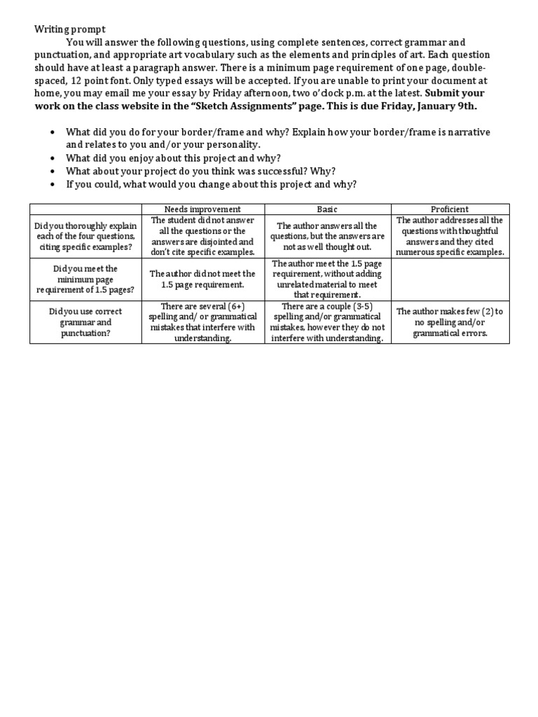 Art Project Reflection Guide | PDF | Language Arts & Discipline
