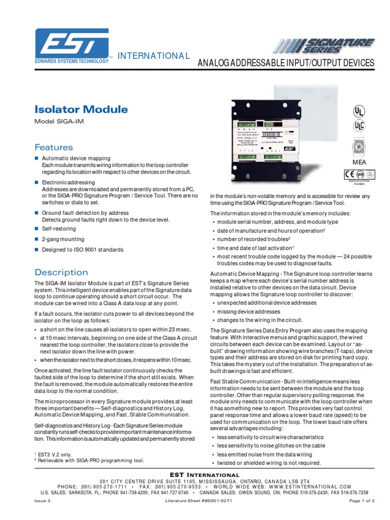 13 - SIGA IM_Isolator Module.pdf | Electrical Wiring | Amplifier