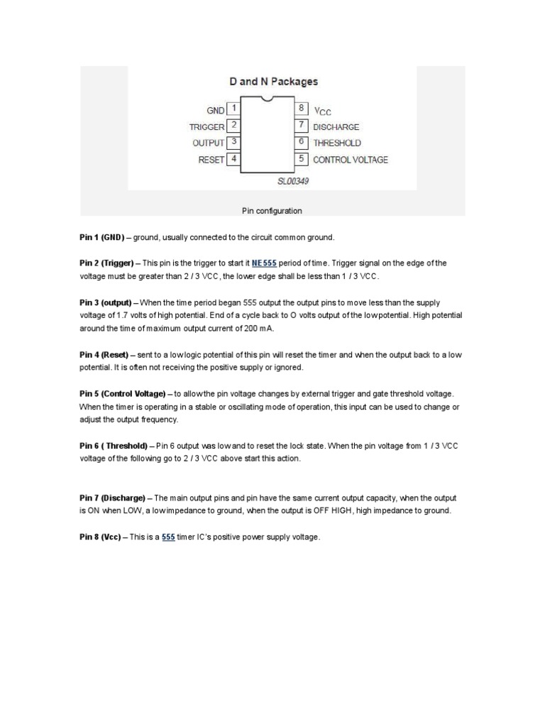 Pin Configuration of Ne555 | PDF