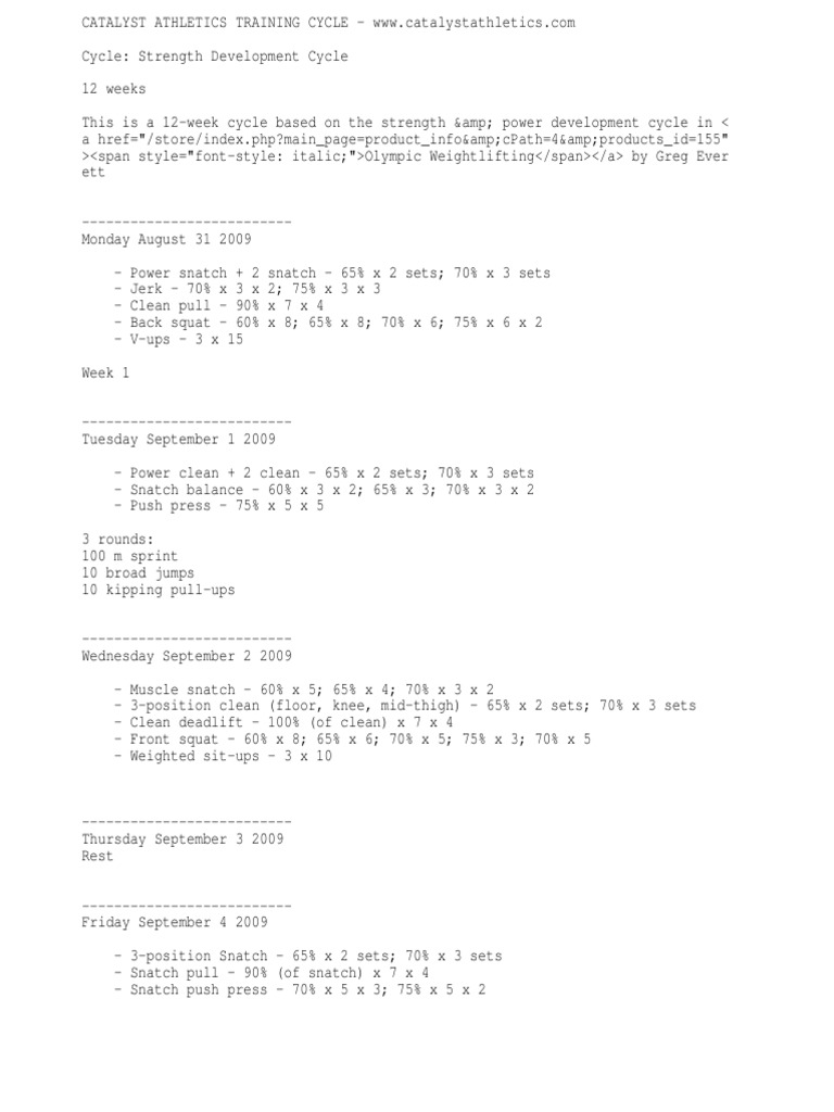 Catalyst Workouts Pdf Weight Training Athletic Sports