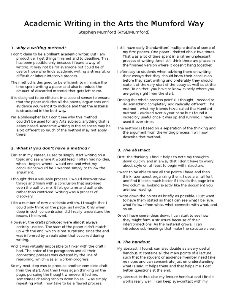 Mumford Method | PDF | Lecture | Essays