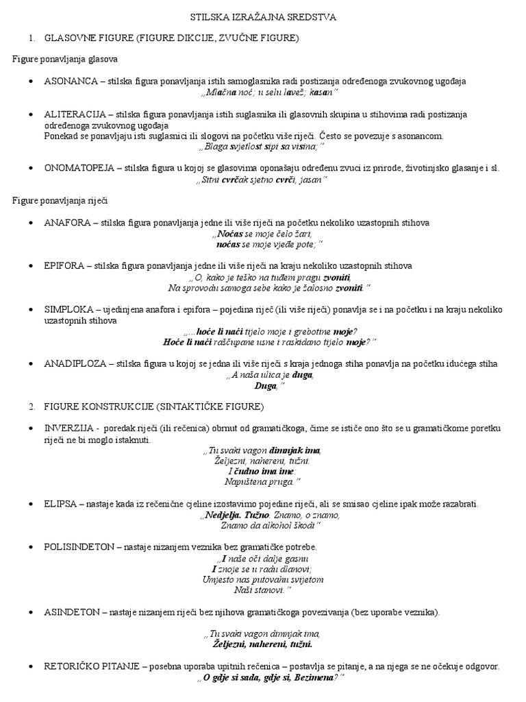 Stilska izražajna sredstva s primjerima