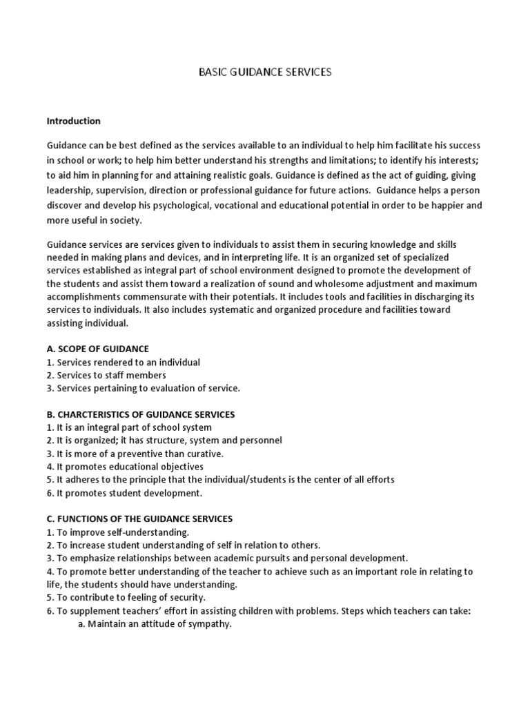 Basic Guidance Services | PDF | Evaluation | Test (Assessment)