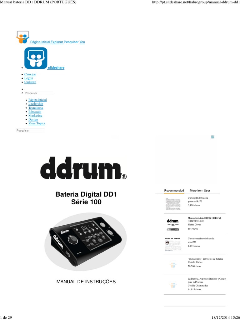 Manual Bateria DD1 DDRUM (PORTUGUÊS) PDF | PDF | USB | Energia solar