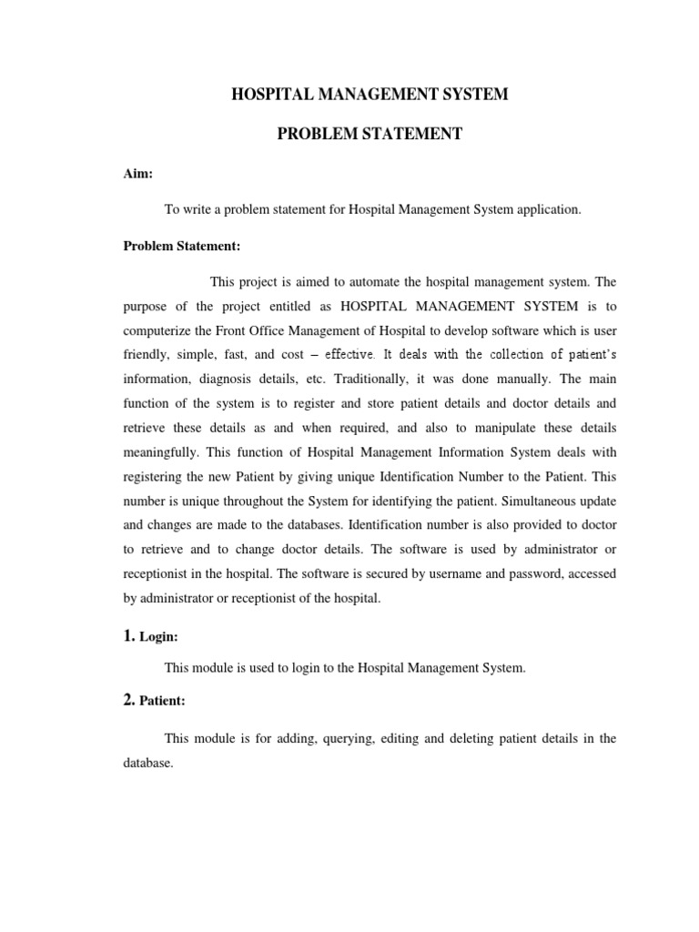 Software Development Laboratory Hospital Management | PDF | Software ...