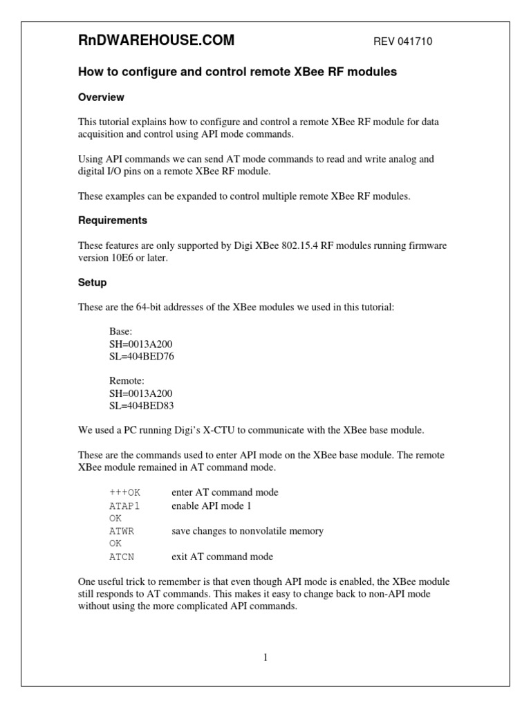 XBee API Commands | PDF | Digital To Analog Converter | Application Programming Interface