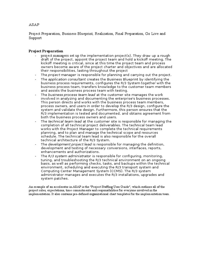 Project Preparation: Asap Project Preparation, Business Blueprint ...