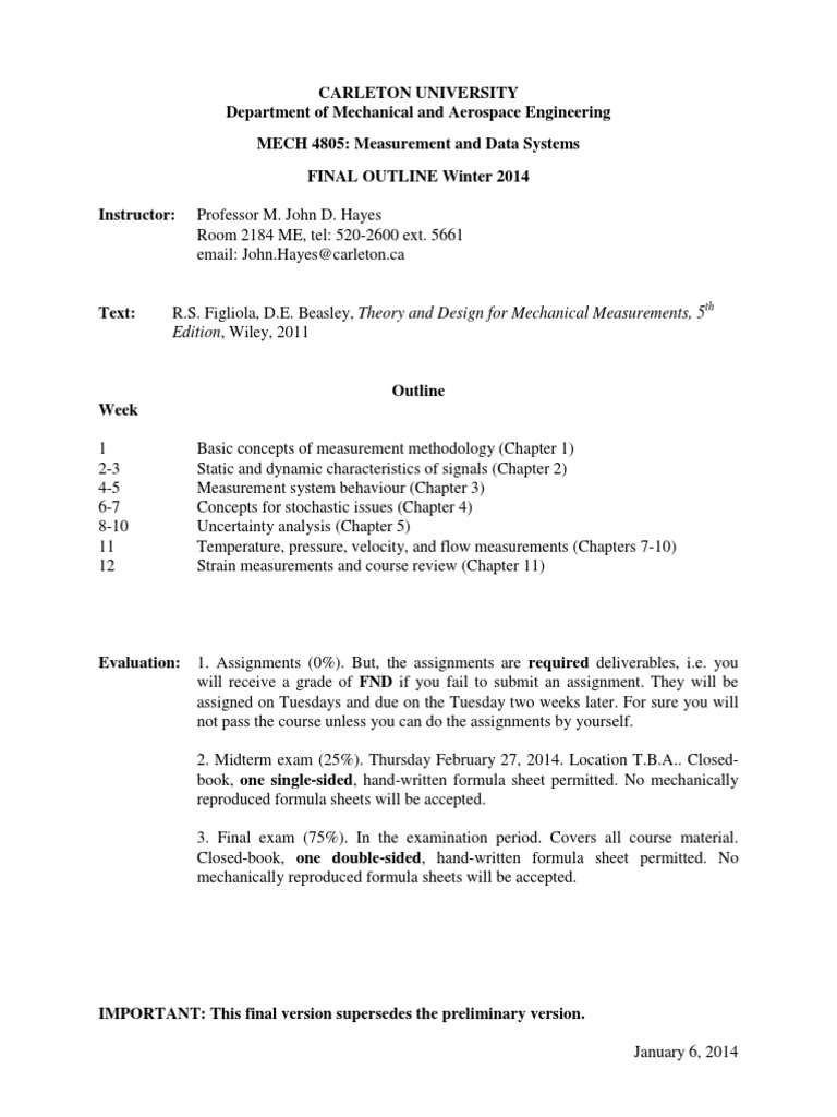 MECH 4805 Final Outline 2014 PDF | PDF | Mechanical Engineering | Physics