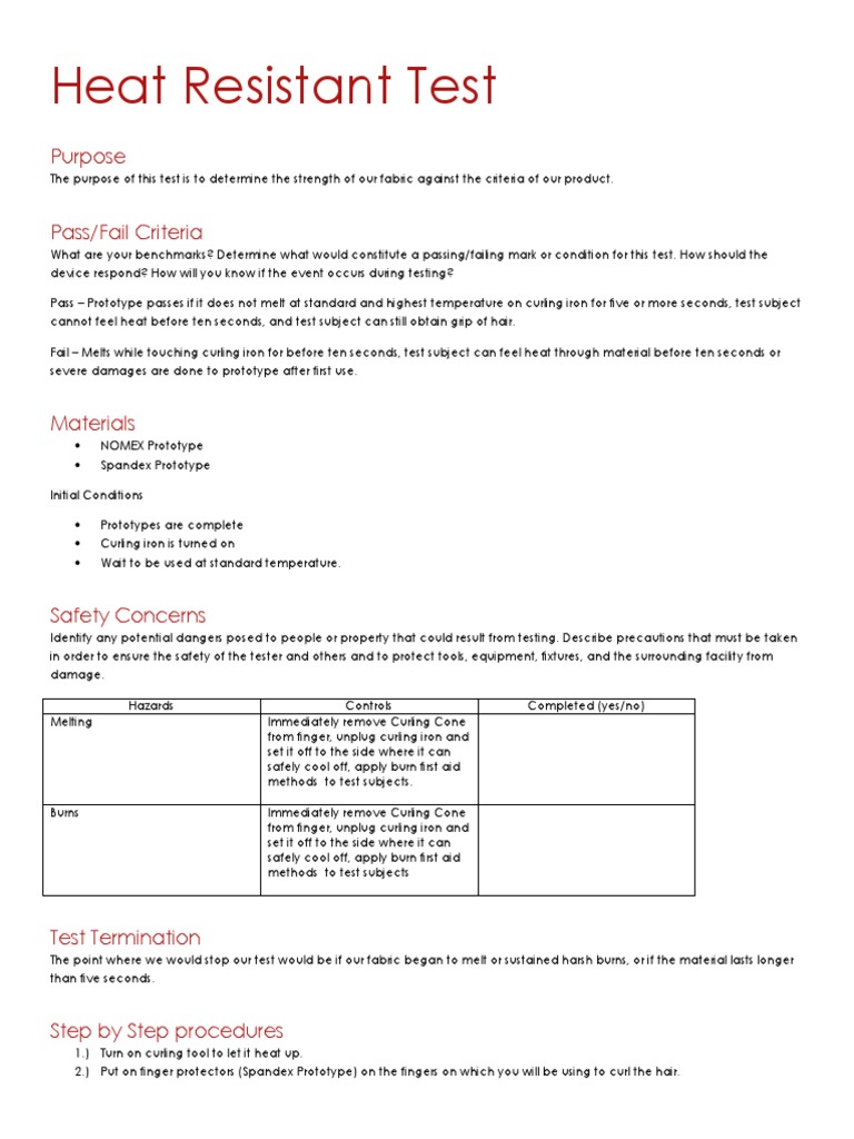Heat Test Template | PDF