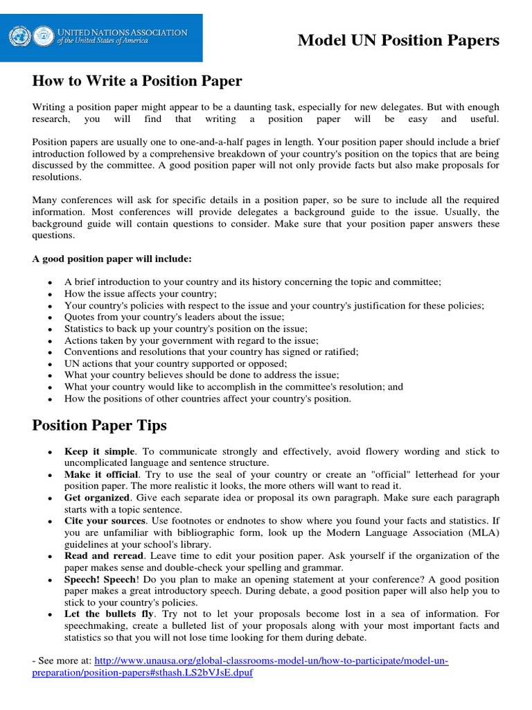 How To Write A Position Paper | Download Free PDF | United Nations ...