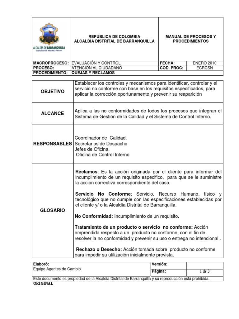 Quejas y Reclamos | Gestión de la calidad | Calidad (comercial)