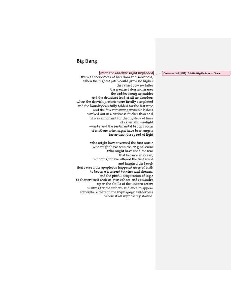 Big Bang Poem | PDF