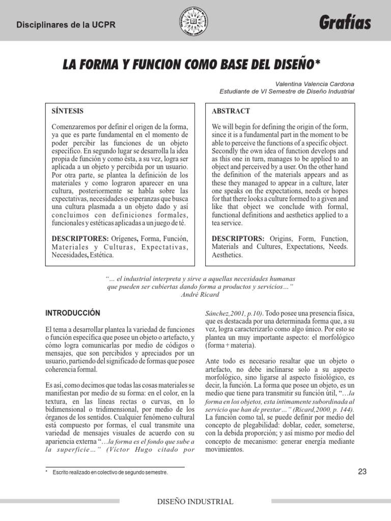 Función y Forma en el Diseño Industrial | PDF