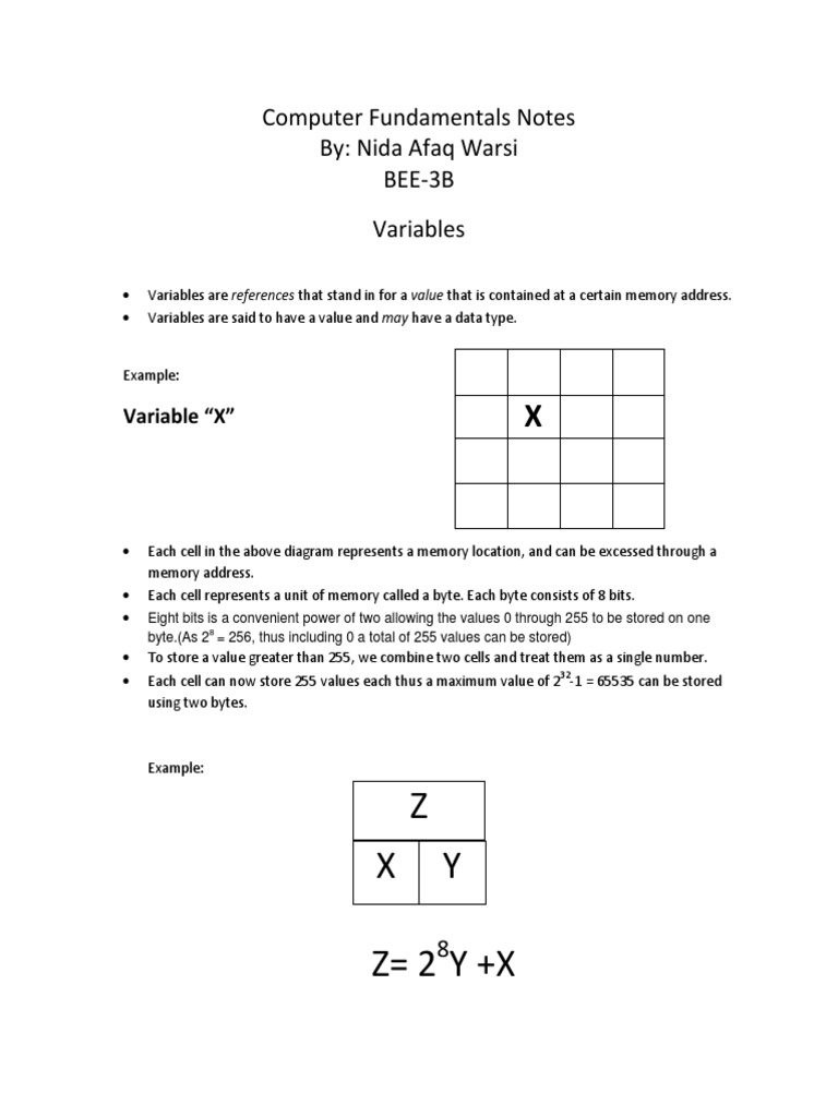 Computer Fundamentals Notes by Nida Afaq Warsi | PDF | Integer ...