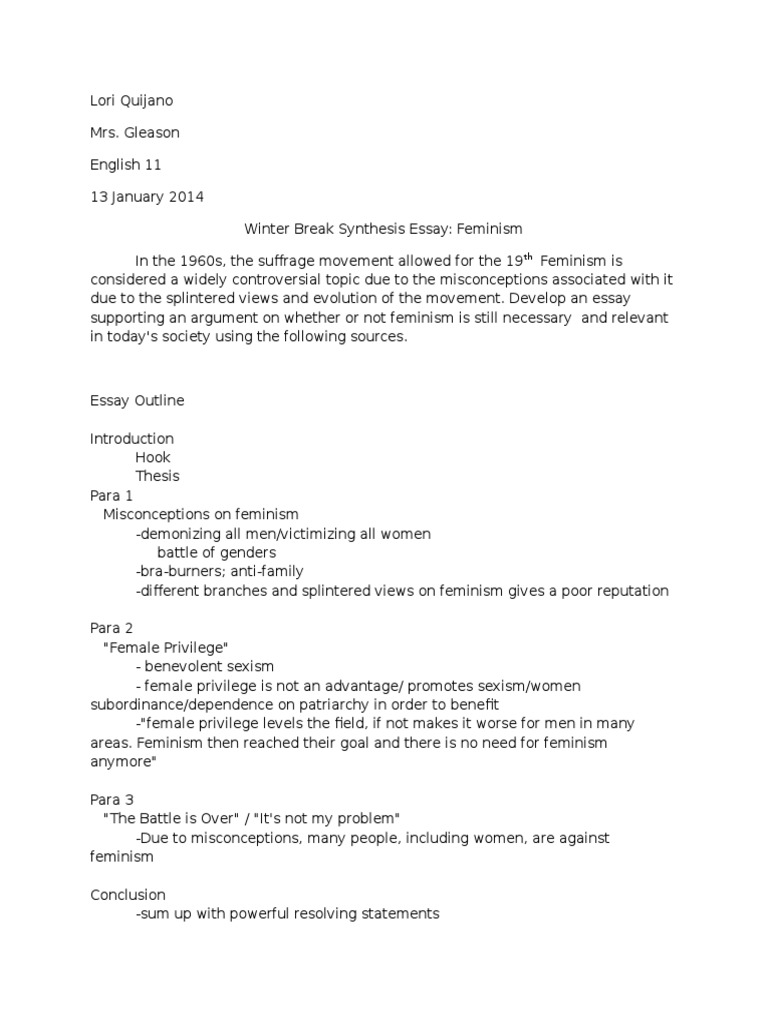 Feminism Synthesis Essay Prompt | PDF | Feminism | Gender Studies