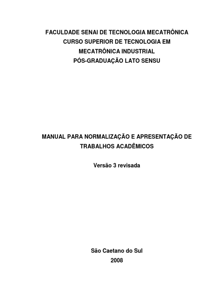 Manual Para Normalização E Apresentação De Trabalhos Acadêmicos