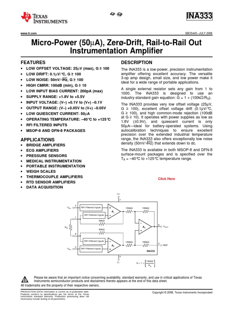 INA333 | PDF | Amplifier | Power Supply