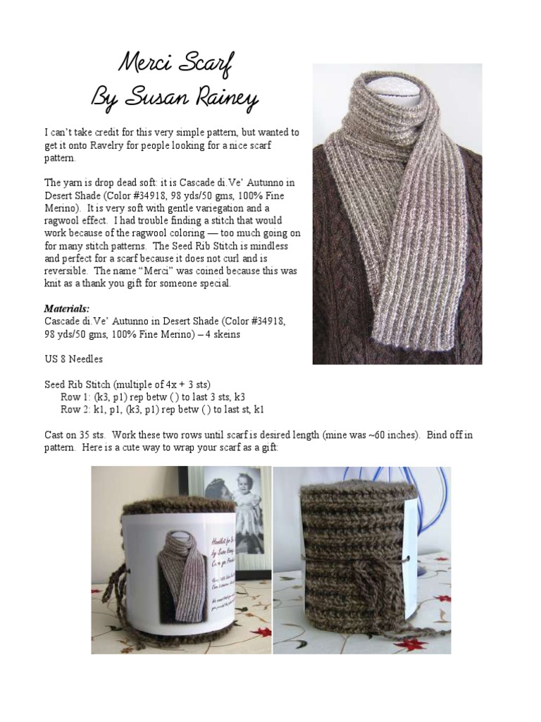Merci Scarf Pattern | PDF