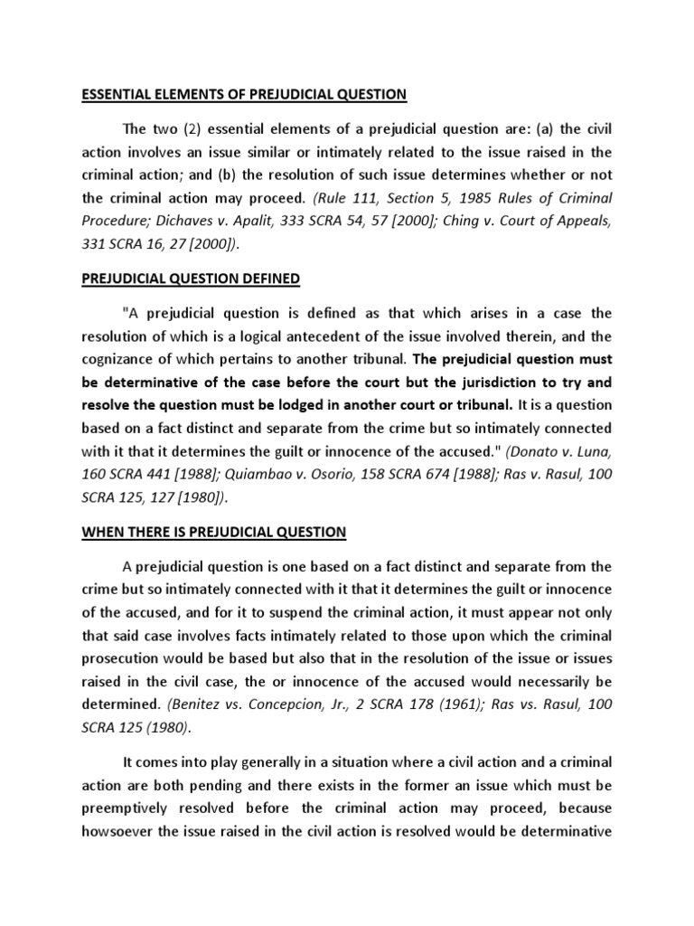 Prejudicial Question, Ejectment, Inhibition | PDF | Prejudice (Legal ...