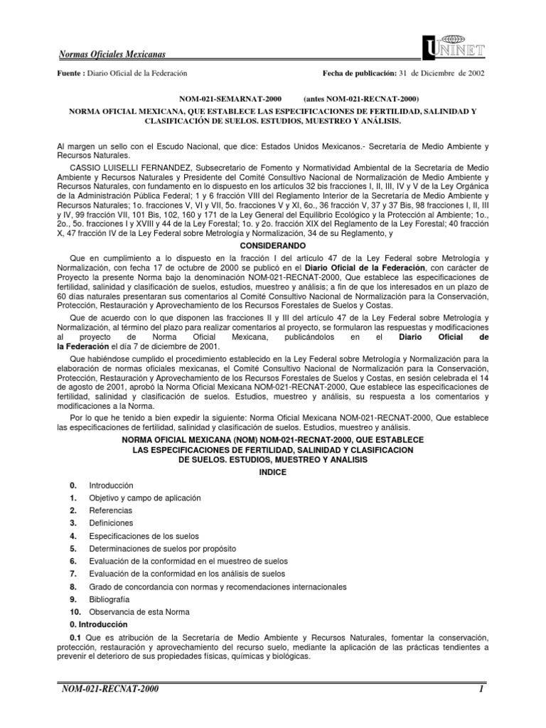 Nom 021 | PDF | Suelo | Muestreo (Estadísticas)