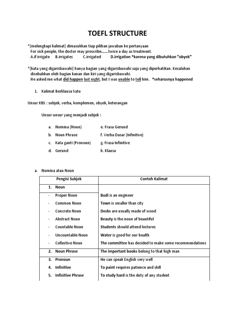 TOEFL Structure | PDF
