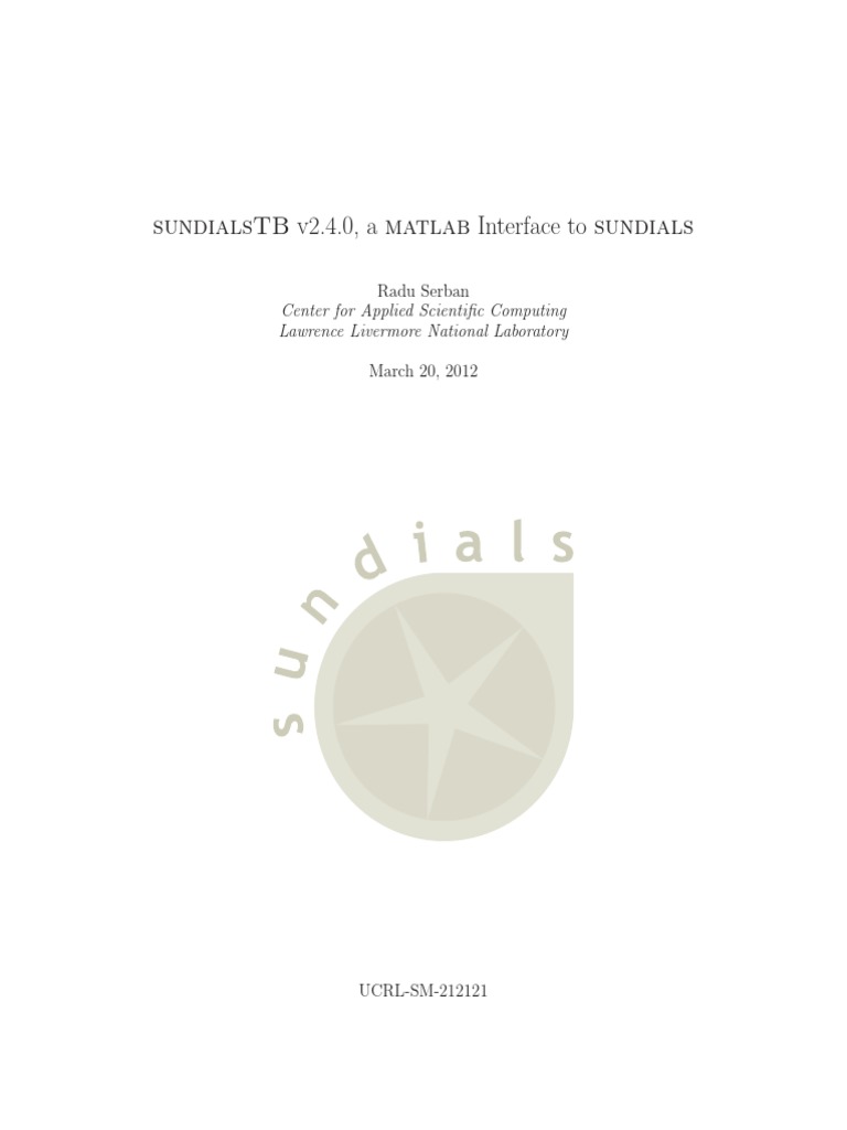 Sundials TB | PDF | Parameter (Computer Programming) | Matlab