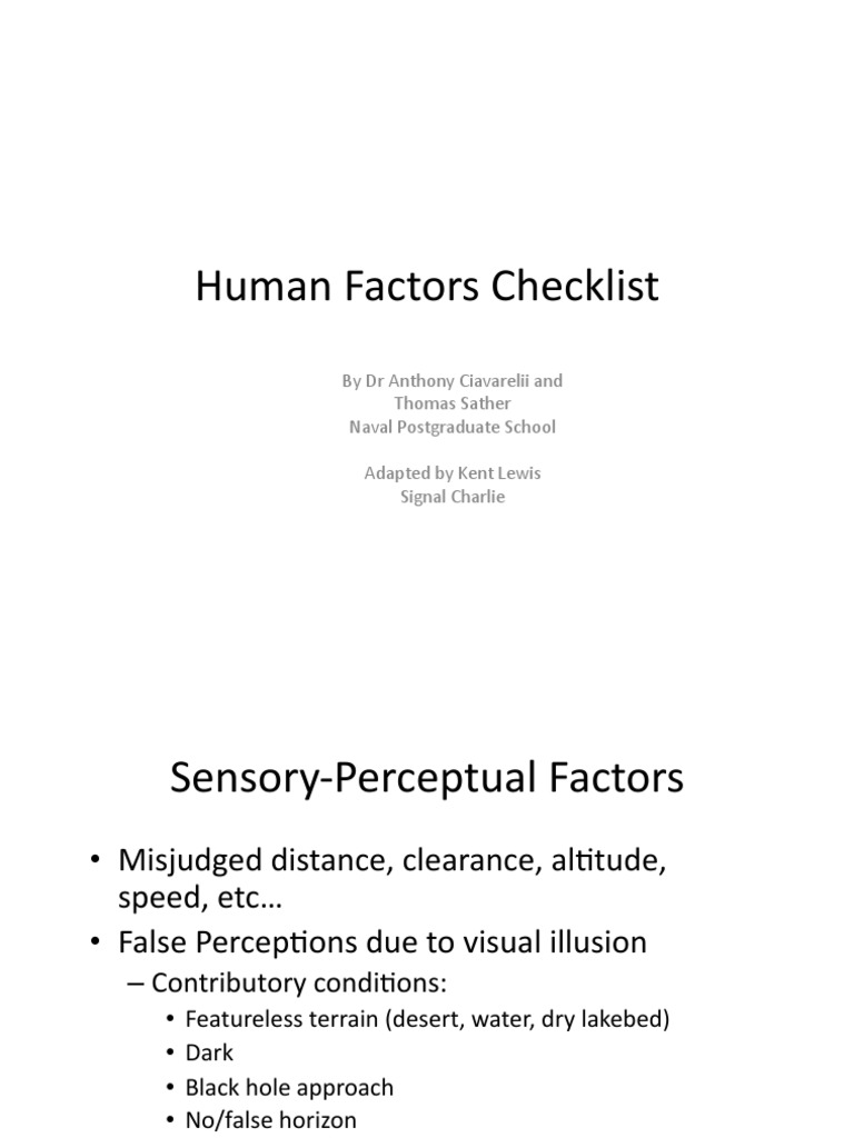 Human Factor Checklist | Download Free PDF | Cockpit | Workload