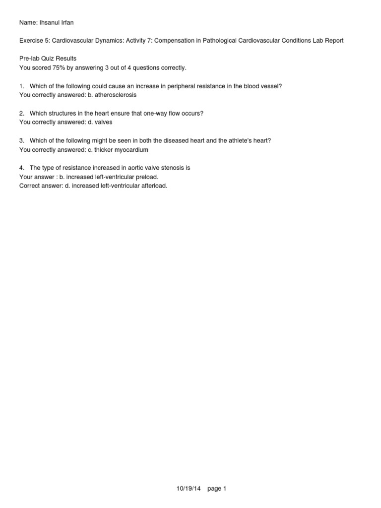 Cardiovascular Lab Analysis | PDF | Heart | Cardiovascular System