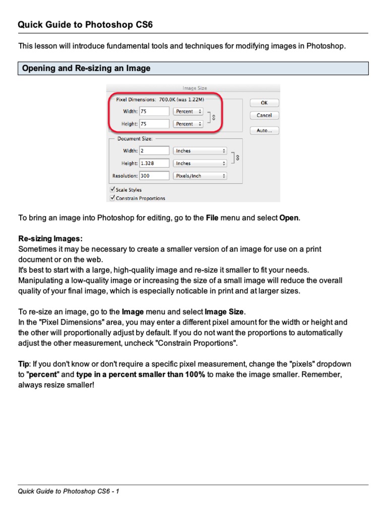 Quick Guide To Photoshop CS6 | PDF | Image Editing | Adobe Photoshop