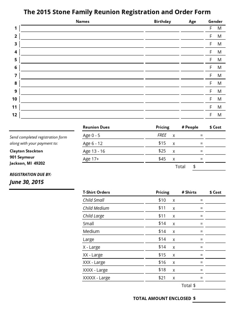 Registration and Order Form | PDF | Cooking, Food & Wine