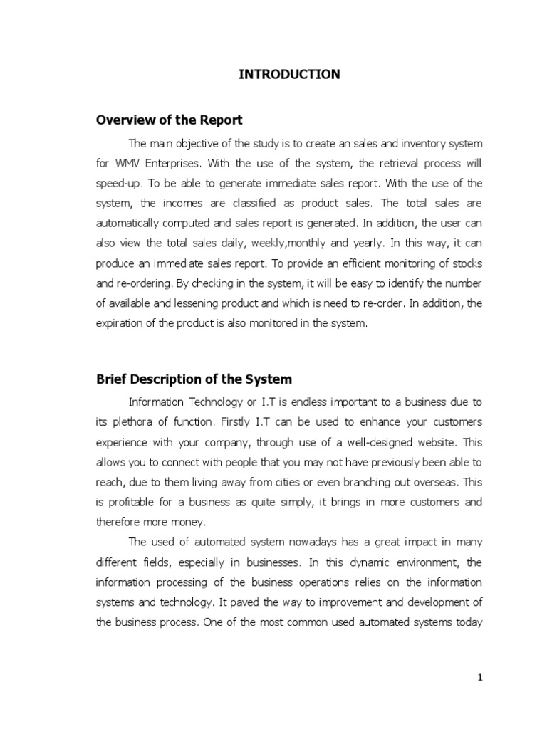 Sales and Inventory System Documentation | PDF | Inventory | Business ...