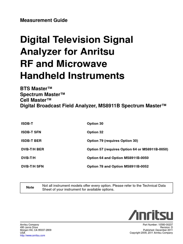 Digital Television Signal Analyzer Measurement Guide | PDF | Orthogonal ...