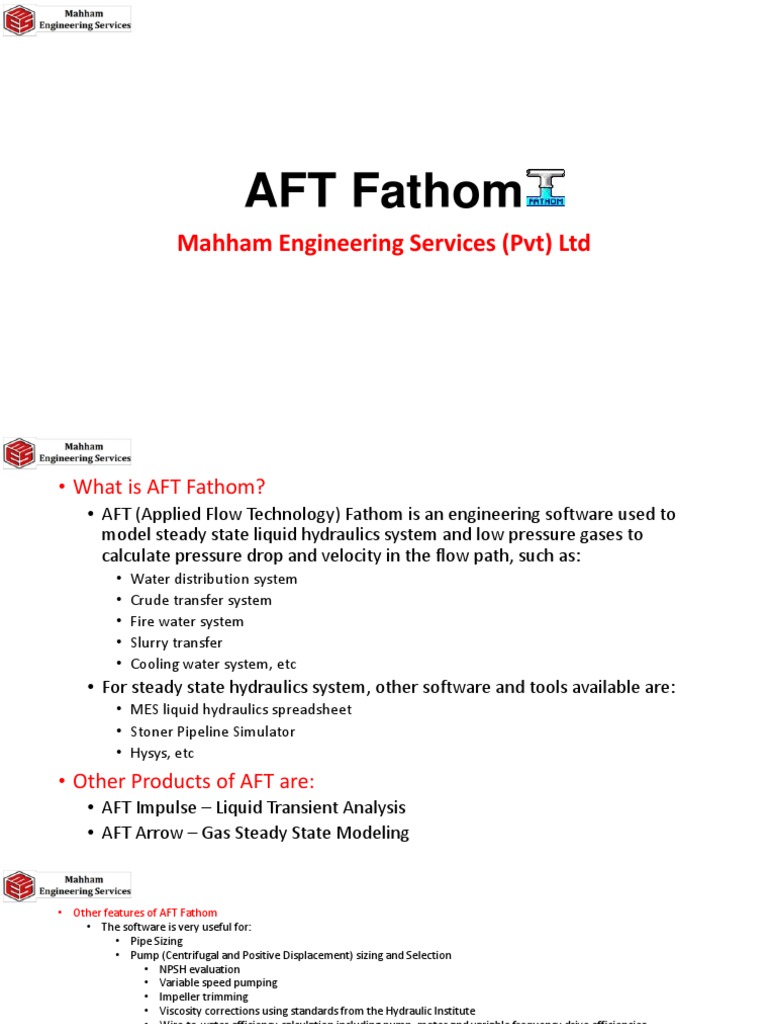 AFT Fathom - Sep 20, 2014 | PDF | Fluid Dynamics | Pump