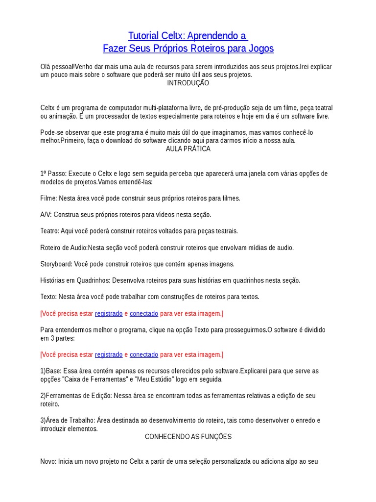 Tutorial Celtx | PDF | Roteiro | Imagem
