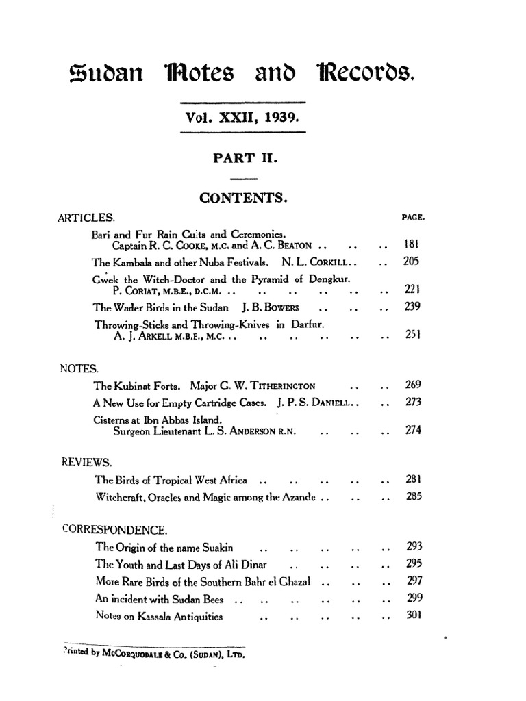 Sudan Notes and Records Volume 22 | PDF