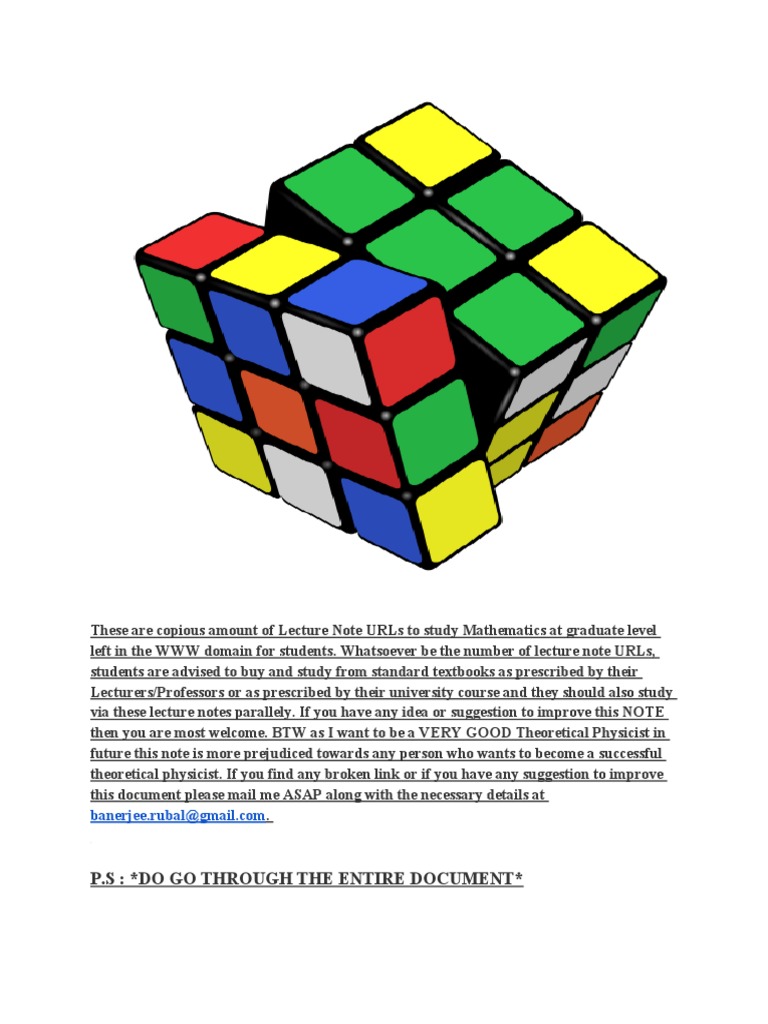 Graduate Math Lecture Notes Resource | PDF | Dynamical System ...