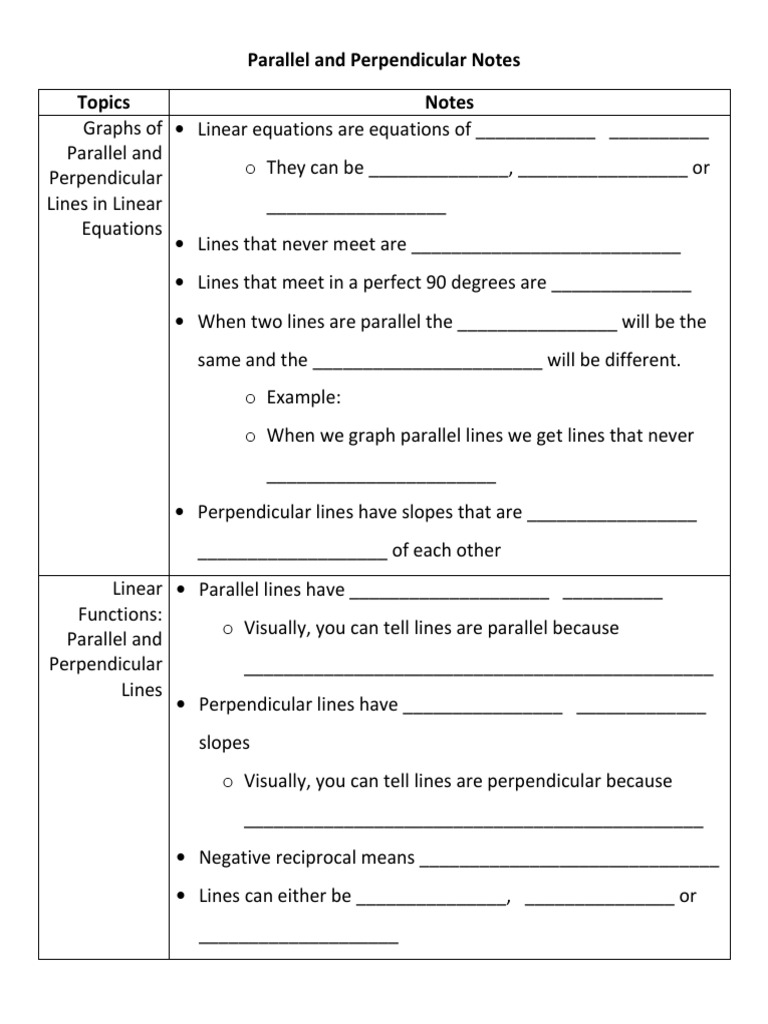 Parallel and Perpendicular Notes | PDF | Computers