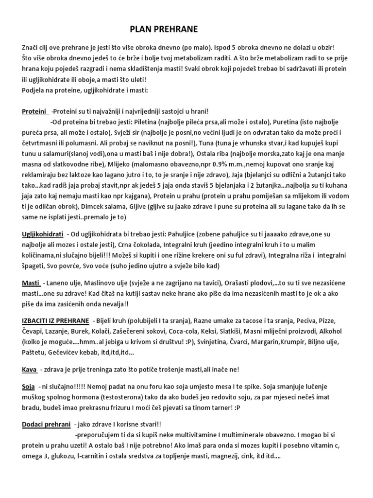 Plan Prehrane | PDF