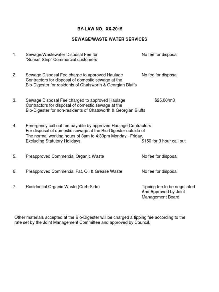 Sewage Disposal Fees and Services Guide | PDF